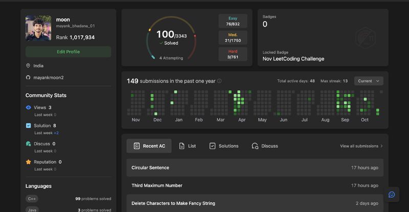 Mayank Bhadana on LinkedIn: complete 100 question on leetcode Mayank Bhadana on LinkedIn: complete 100 question on leetcode