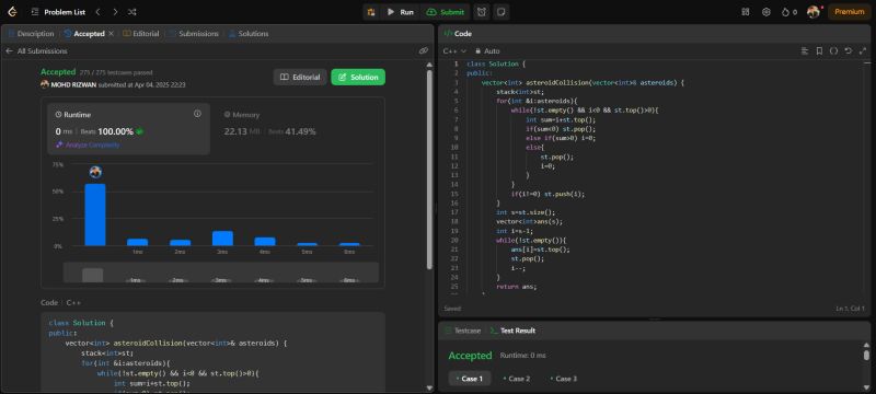 #100daysofcode #leetcode #stack #asteroidcollision #optimizedsolution ... #100daysofcode #leetcode #stack #asteroidcollision #optimizedsolution ...