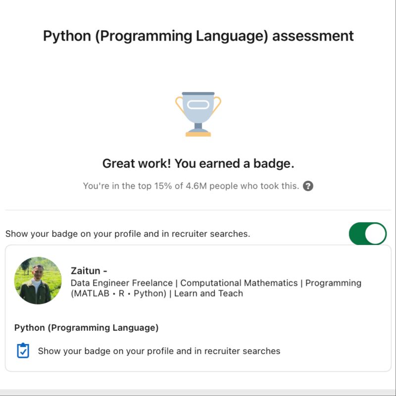 Zaitun - on LinkedIn: #linkedinskillassessment #python # ... Zaitun - on LinkedIn: #linkedinskillassessment #python # ...