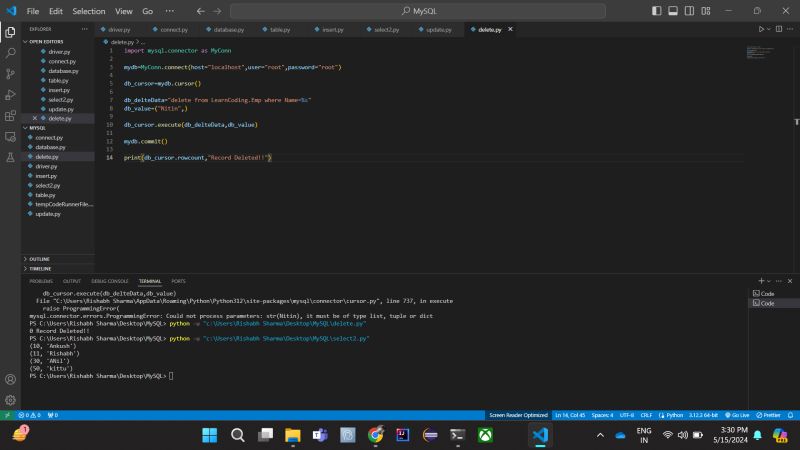 Rishabh Sharma on LinkedIn: #python #mysql #crud #database # ... Rishabh Sharma on LinkedIn: #python #mysql #crud #database # ...