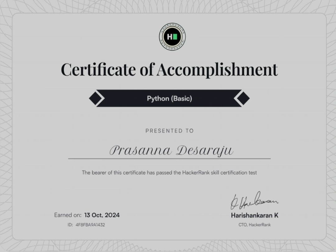 Prasanna Desaraju on LinkedIn: #coding #python #hackerrank # ... Prasanna Desaraju on LinkedIn: #coding #python #hackerrank # ...
