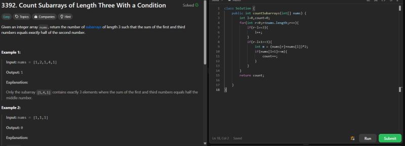 🔹 Day 82: Coding Challenge 🔹 Problem: Count Subarrays of Length Three ... 🔹 Day 82: Coding Challenge 🔹 Problem: Count Subarrays of Length Three ...