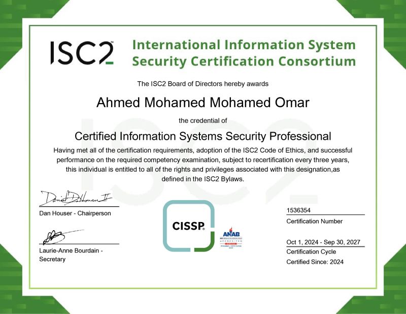 Ahmed Omar on LinkedIn: #cissp #isc2 #cybersecurity Ahmed Omar on LinkedIn: #cissp #isc2 #cybersecurity