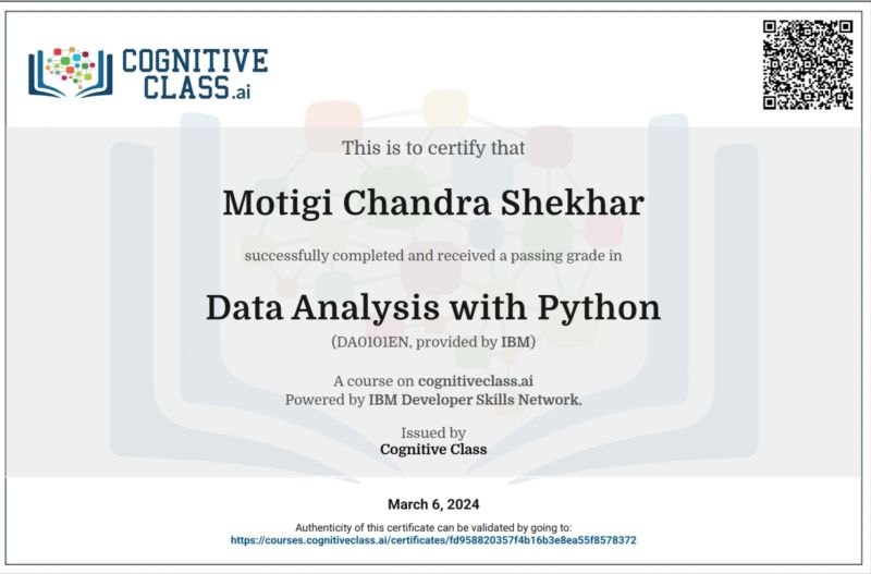 Chandra Shekhar Motigi on LinkedIn: #cognitiveclass #ibm #dataanalysis ... Chandra Shekhar Motigi on LinkedIn: #cognitiveclass #ibm #dataanalysis ...