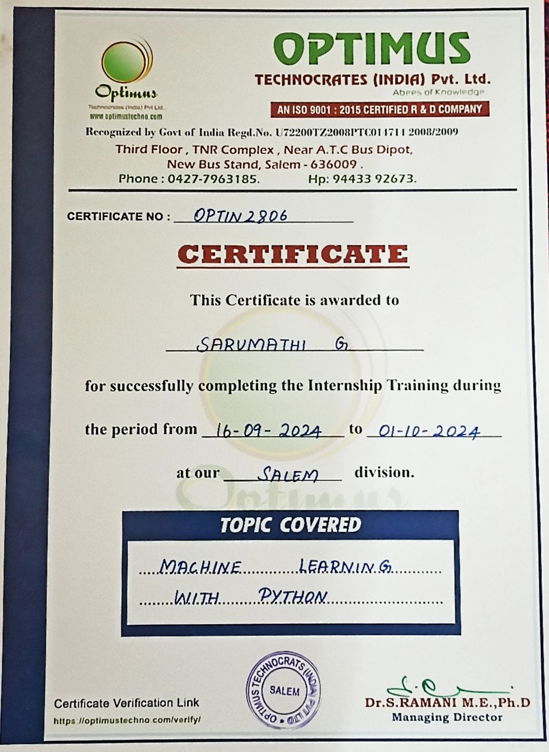 Sarumathi Gunasekaran on LinkedIn: #machinelearning #python #internship ... Sarumathi Gunasekaran on LinkedIn: #machinelearning #python #internship ...