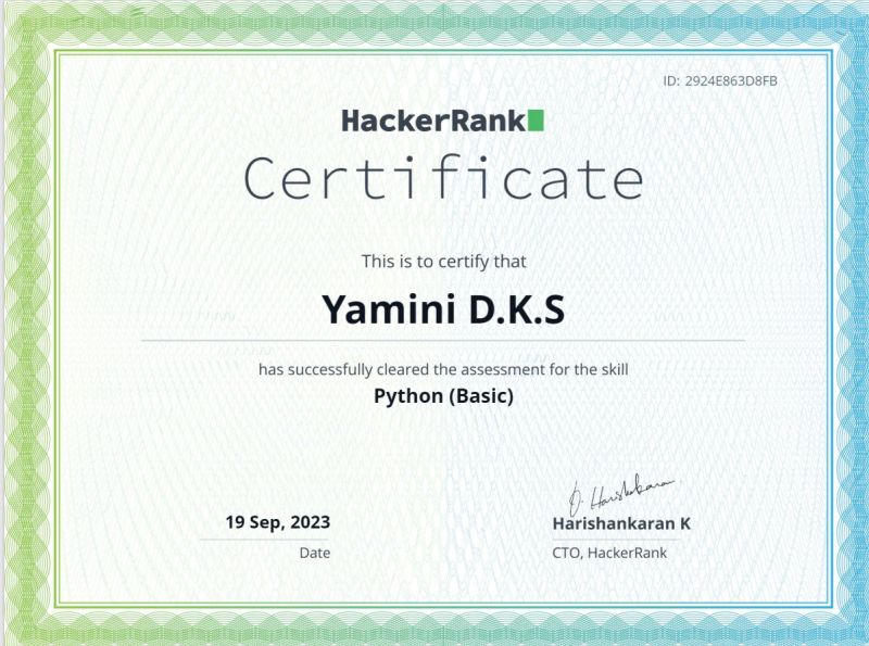 YAMINI D.K.S on LinkedIn: I’m happy to share that I’ve obtained a new ... YAMINI D.K.S on LinkedIn: I’m happy to share that I’ve obtained a new ...