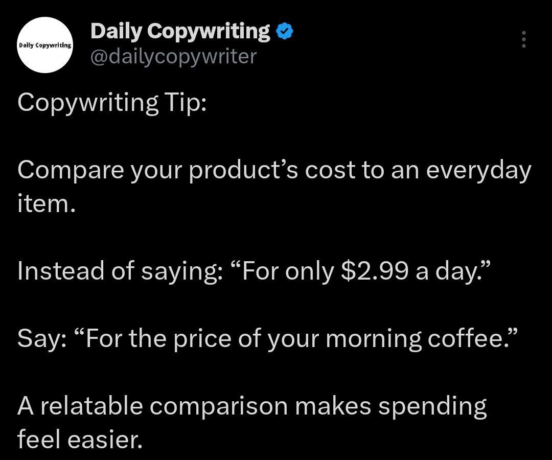 Daily Copywriting on LinkedIn: Copywriting Tip: Compare your product’s ... Daily Copywriting on LinkedIn: Copywriting Tip: Compare your product’s ...