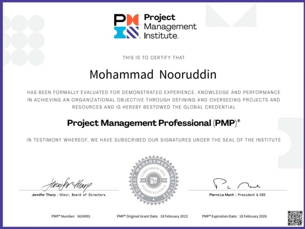 Nooruddin Mohammad, PMP® posted on LinkedIn Nooruddin Mohammad, PMP® posted on LinkedIn