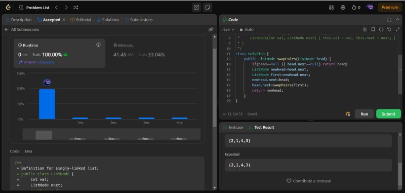 💻 LeetCode Challenge: Swap Nodes in Pairs | Dilip Kumar 💻 LeetCode Challenge: Swap Nodes in Pairs | Dilip Kumar
