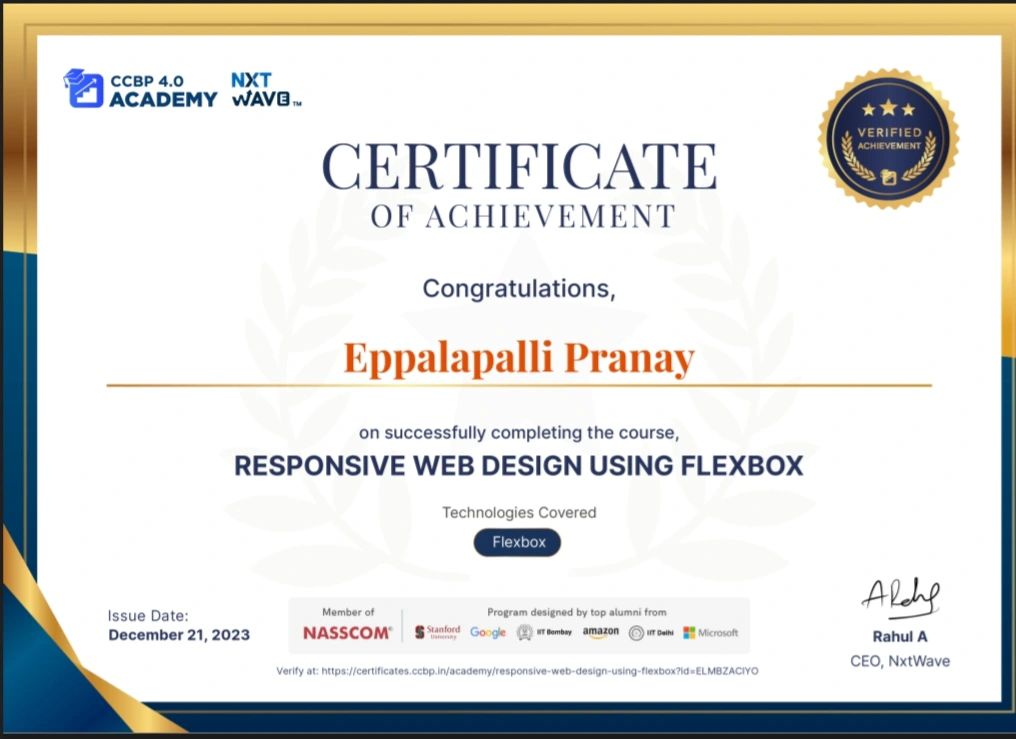 Pranay Goud Eppalapalli on LinkedIn: #nxtwave #ccbpian #flexbox # ... Pranay Goud Eppalapalli on LinkedIn: #nxtwave #ccbpian #flexbox # ...