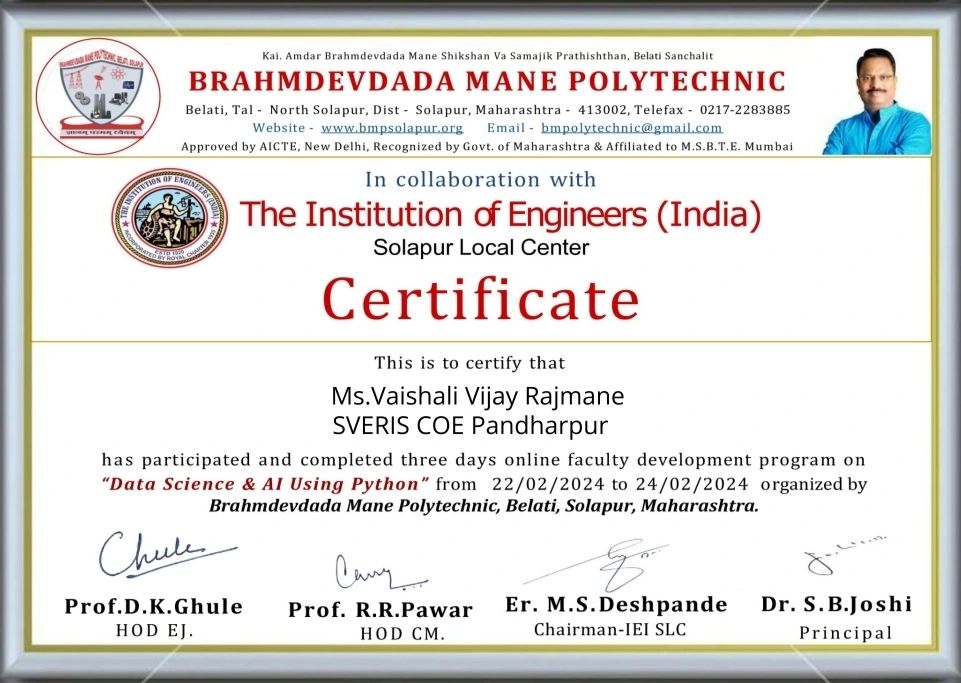 Vaishali Rajmane on LinkedIn: Successfully completed FDP Vaishali Rajmane on LinkedIn: Successfully completed FDP