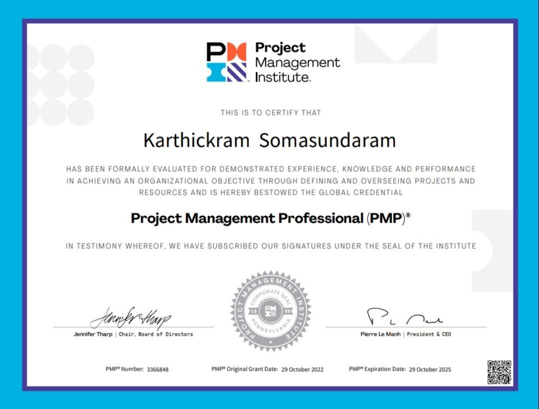 Karthick PMP, PMI ACP, CSM, SAFE Agilist on LinkedIn: #pmpcertified # ... Karthick PMP, PMI ACP, CSM, SAFE Agilist on LinkedIn: #pmpcertified # ...