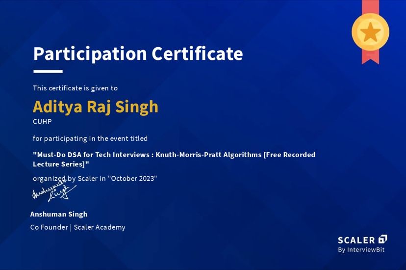 Aditya Raj Singh on LinkedIn: #patternsearching #dsa #kmpalgorithm #scaler Aditya Raj Singh on LinkedIn: #patternsearching #dsa #kmpalgorithm #scaler