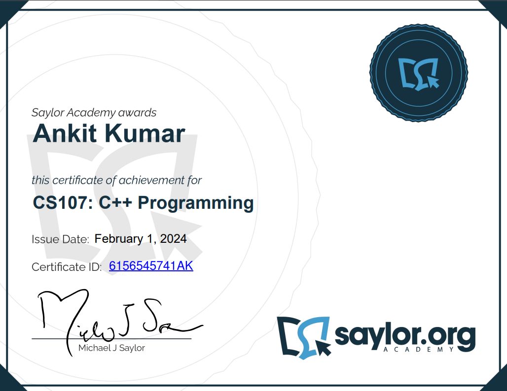 Ankit Kumar Prasad on LinkedIn: #saylor #learned #coding #c Ankit Kumar Prasad on LinkedIn: #saylor #learned #coding #c