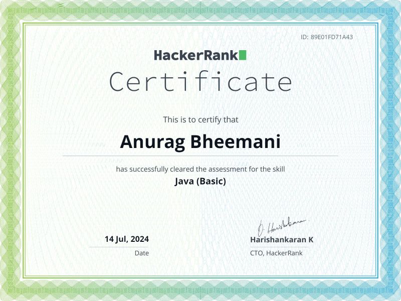 | Anurag Bheemani | Anurag Bheemani