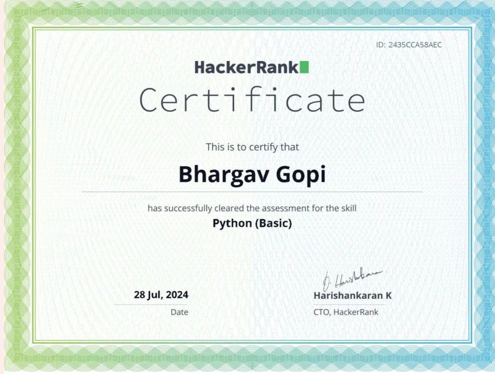 Bhargav gopi Anagani on LinkedIn: #python #hackerrank #programming # ... Bhargav gopi Anagani on LinkedIn: #python #hackerrank #programming # ...