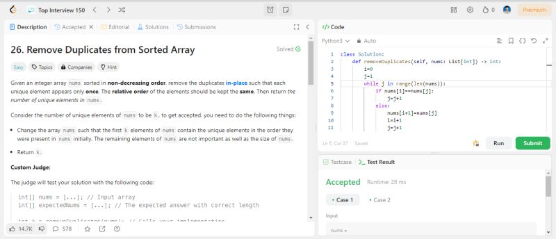 Resolved LeetCode problem #26 | Sadhu Ashok posted on the topic | LinkedIn Resolved LeetCode problem #26 | Sadhu Ashok posted on the topic | LinkedIn