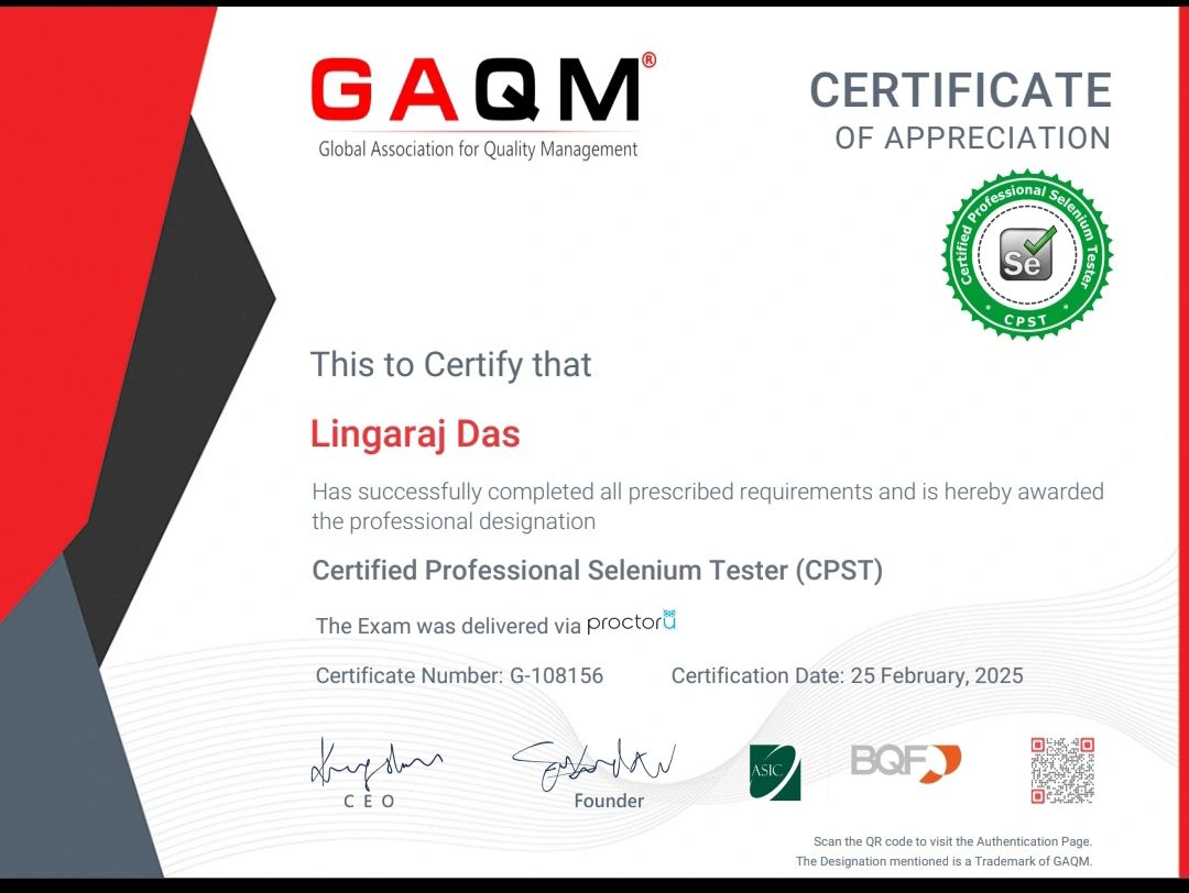 #selenium #automationtesting #qa #softwaretesting #gaqm… | Lingaraj Das #selenium #automationtesting #qa #softwaretesting #gaqm… | Lingaraj Das