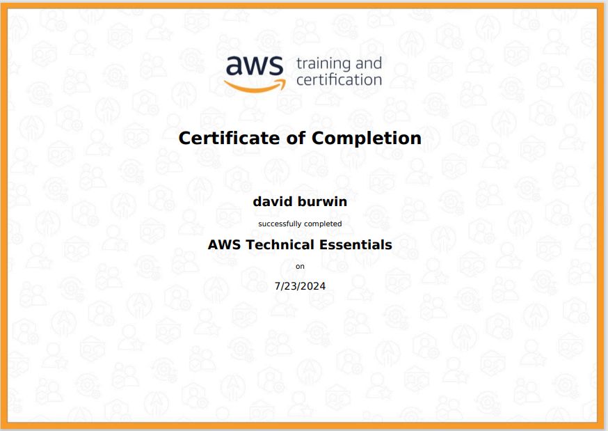 David Burwin on LinkedIn: Technical Essentials AWS Course Completion ... David Burwin on LinkedIn: Technical Essentials AWS Course Completion ...