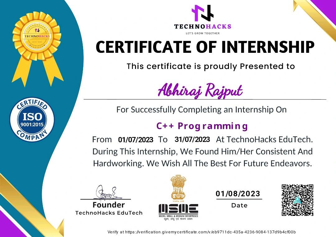 Abhiraj Rajput on LinkedIn: #technohacksedutech #c #sandipgavit Abhiraj Rajput on LinkedIn: #technohacksedutech #c #sandipgavit