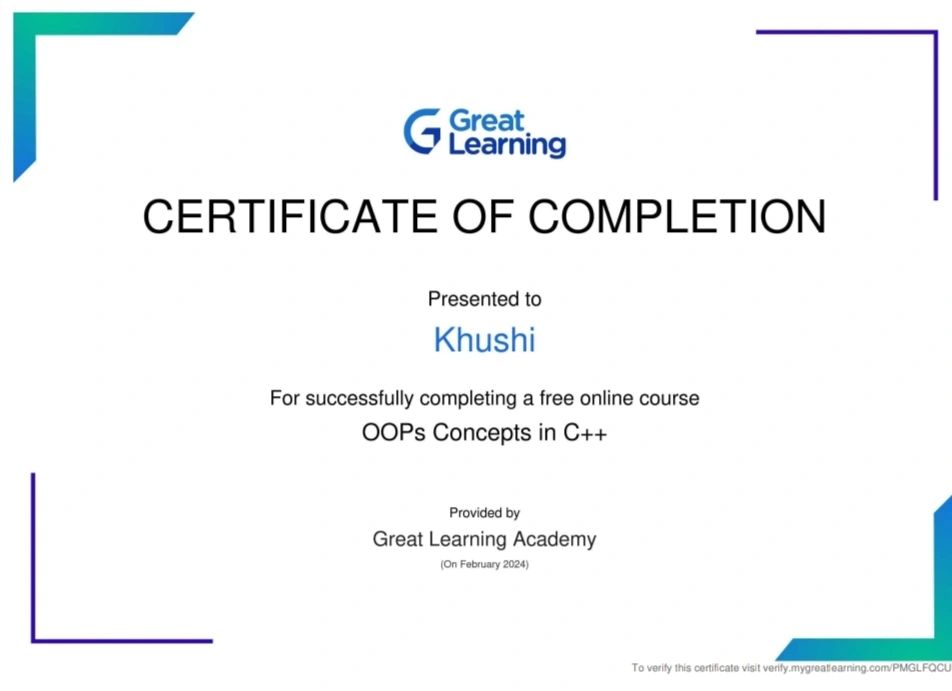 Khushi Kashyap on LinkedIn: #softwareengineer #greatlearning #cplusplus ... Khushi Kashyap on LinkedIn: #softwareengineer #greatlearning #cplusplus ...