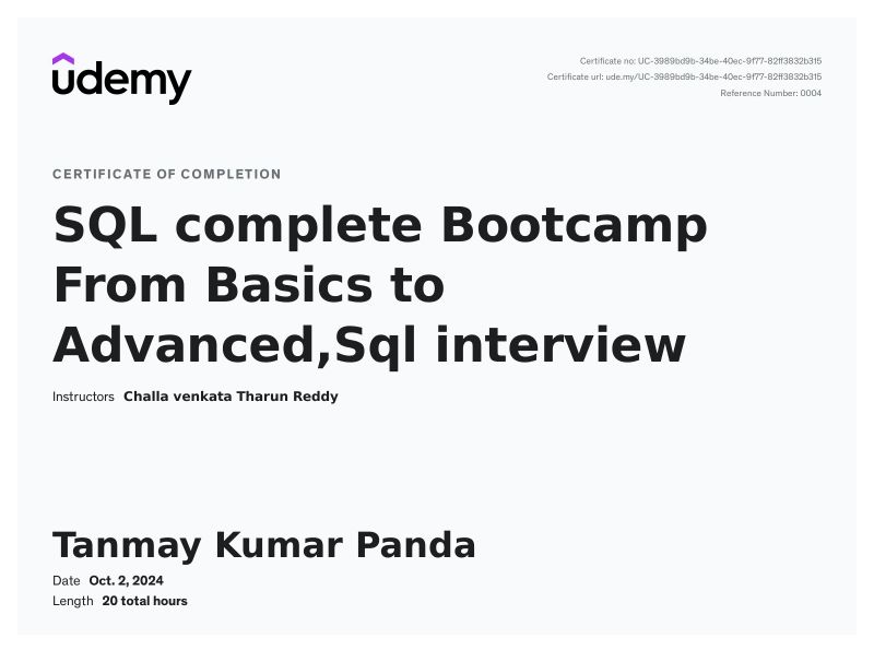 Tanmay Kumar Panda on LinkedIn: #sql #dataanalysis #learningjourney # ... Tanmay Kumar Panda on LinkedIn: #sql #dataanalysis #learningjourney # ...