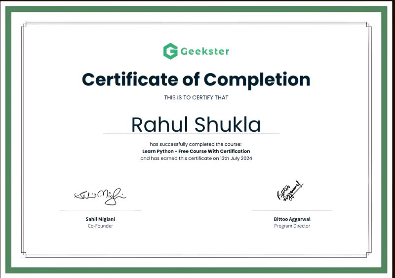 Rahul Shukla on LinkedIn: #python #geekster #programming Rahul Shukla on LinkedIn: #python #geekster #programming