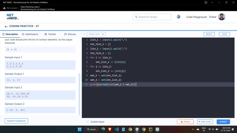 Coding Practice In PYTHON | Eswar Korada Coding Practice In PYTHON | Eswar Korada