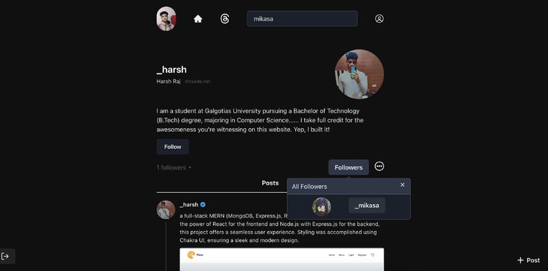 #mernstack #fullstackdevelopment #threadsclone #webdevelopment… | Harsh Raj #mernstack #fullstackdevelopment #threadsclone #webdevelopment… | Harsh Raj