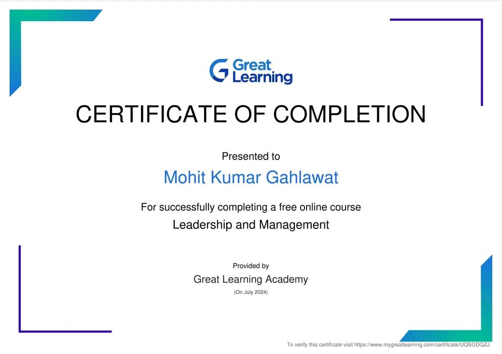 Mohit Kumar Gahlawat on LinkedIn: #lifelonglearning #leadership #management Mohit Kumar Gahlawat on LinkedIn: #lifelonglearning #leadership #management