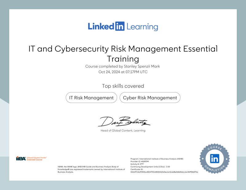 Stanley Spenzii Mark on LinkedIn: Certificate of Completion Stanley Spenzii Mark on LinkedIn: Certificate of Completion