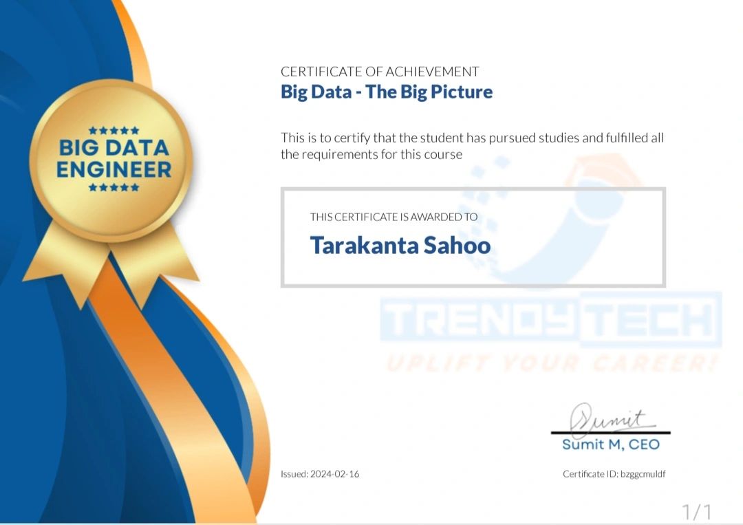 Tarakant Sahoo on LinkedIn: #bigdata #bigdata #sumitmittal #trendytech Tarakant Sahoo on LinkedIn: #bigdata #bigdata #sumitmittal #trendytech