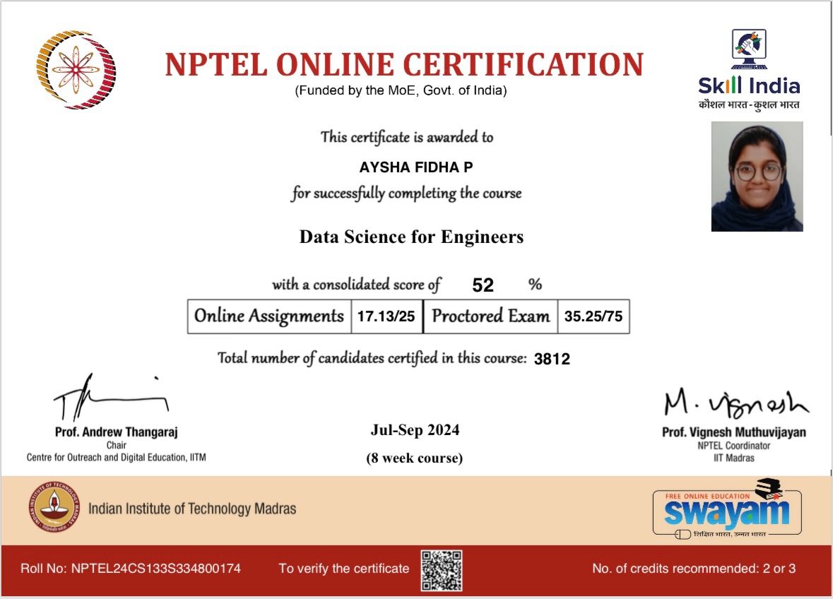 AYSHA FIDHA.P on LinkedIn: #datascience #rprogramming #nptel # ... AYSHA FIDHA.P on LinkedIn: #datascience #rprogramming #nptel # ...