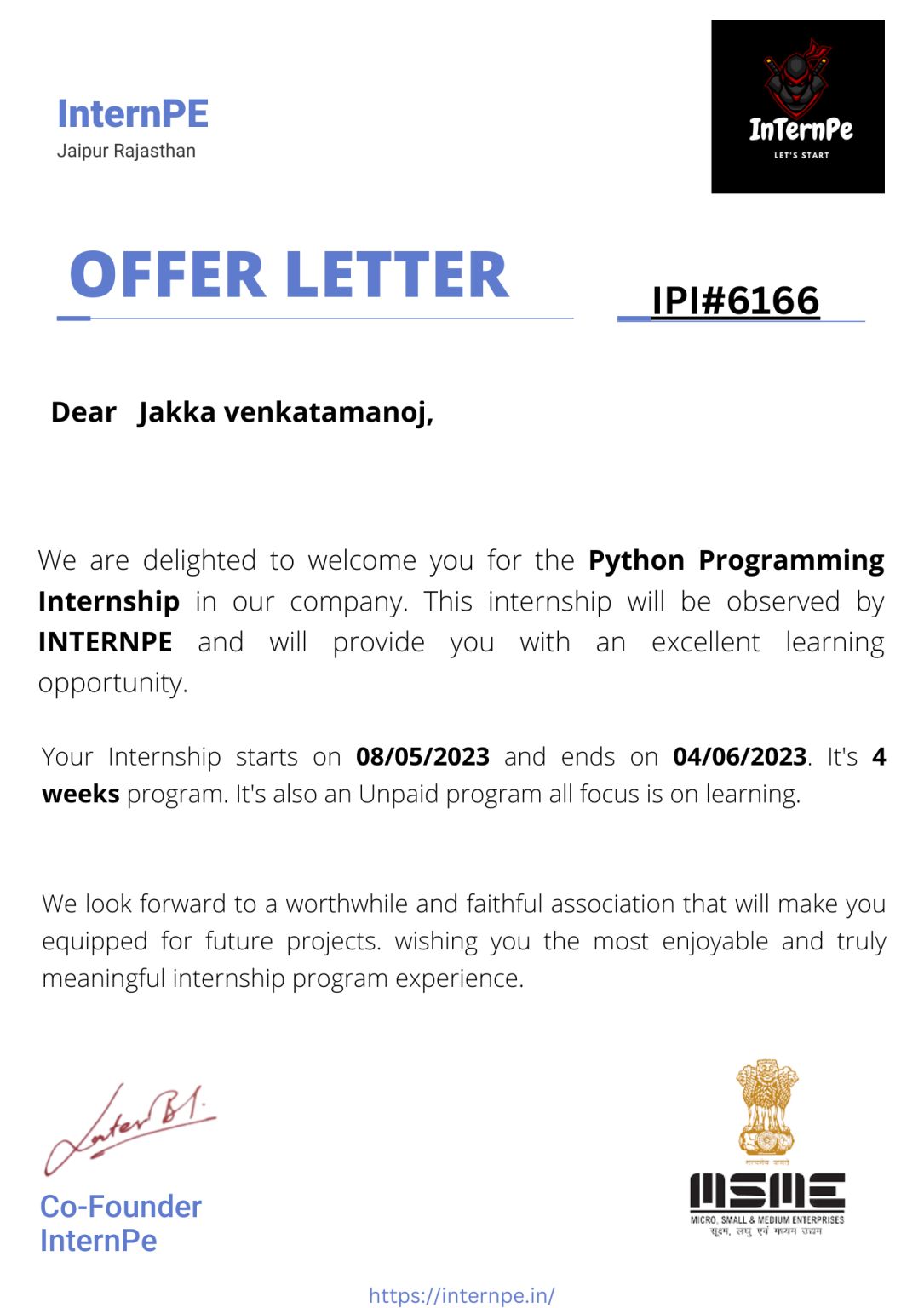Jakka Venkata Manoj on LinkedIn: #internship #internpe #pythonprogramming Jakka Venkata Manoj on LinkedIn: #internship #internpe #pythonprogramming