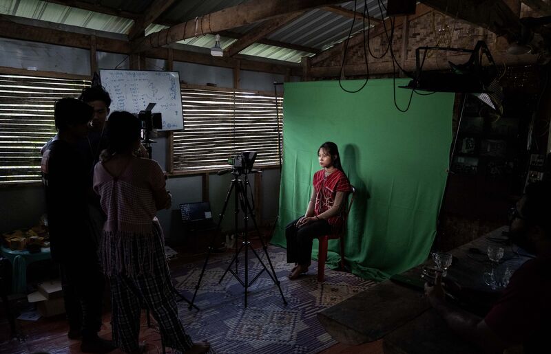 Presenter Myar Moe prepares to present a newscast at Federal Karenni FM ... Presenter Myar Moe prepares to present a newscast at Federal Karenni FM ...