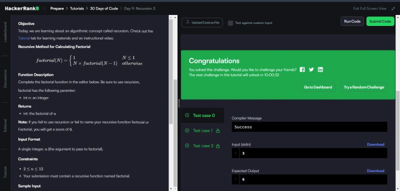Vishwa N on LinkedIn: #hackerrank #30daychallenge #java #recursion # ... Vishwa N on LinkedIn: #hackerrank #30daychallenge #java #recursion # ...
