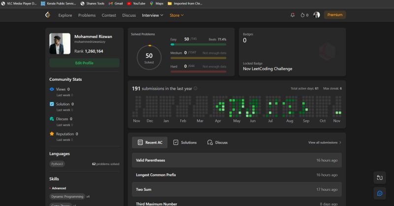 Mohammed Rizvan on LinkedIn: #codingmilestone #leetcode # ... Mohammed Rizvan on LinkedIn: #codingmilestone #leetcode # ...