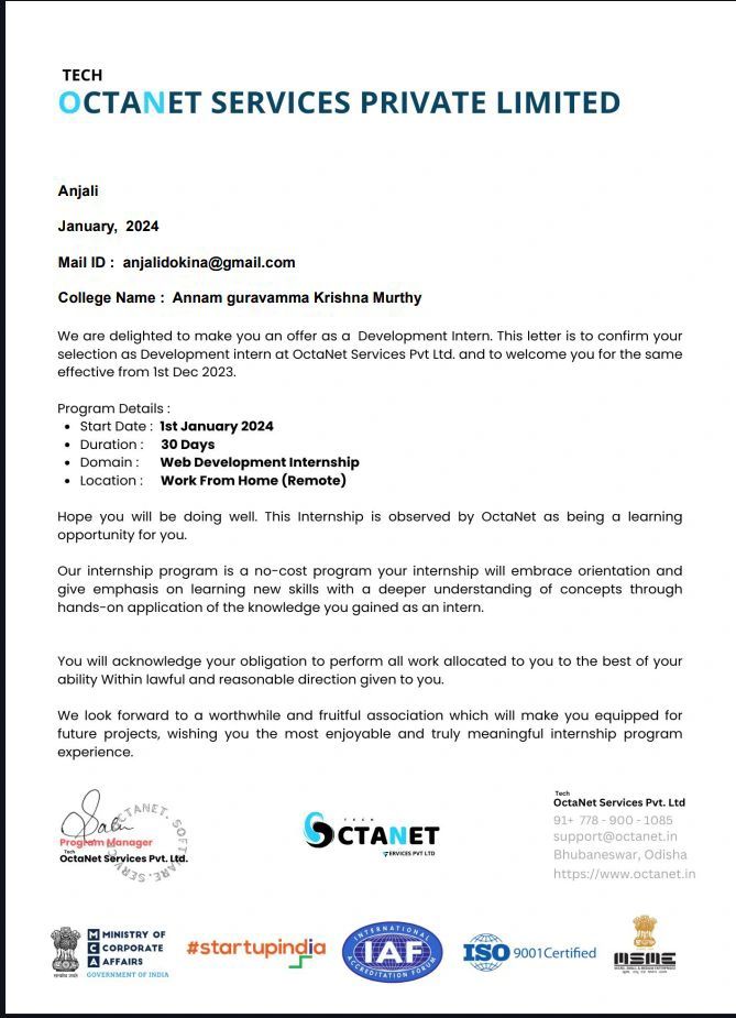 Dokina Anjali on LinkedIn: #octanet Dokina Anjali on LinkedIn: #octanet
