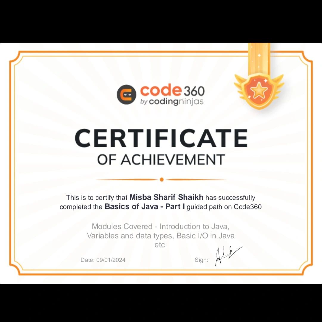 Misba Shaikh on LinkedIn: #java #codingjourney #achievement # ... Misba Shaikh on LinkedIn: #java #codingjourney #achievement # ...
