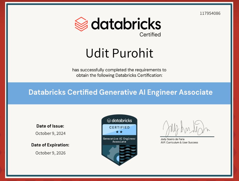 Udit Narayan Purohit on LinkedIn: #databricks #generativeai #llm #ai # ... Udit Narayan Purohit on LinkedIn: #databricks #generativeai #llm #ai # ...