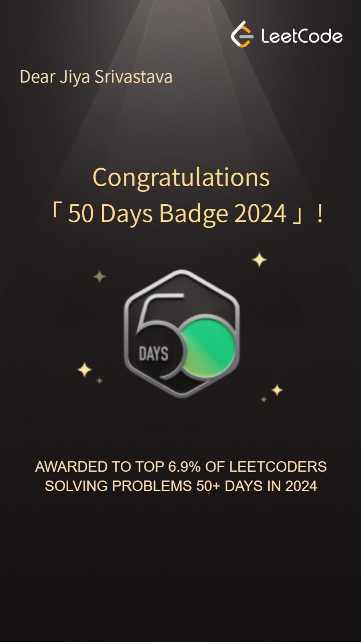 Jiya Srivastava on LinkedIn: #leetcode #problemsolving #achievements # ... Jiya Srivastava on LinkedIn: #leetcode #problemsolving #achievements # ...