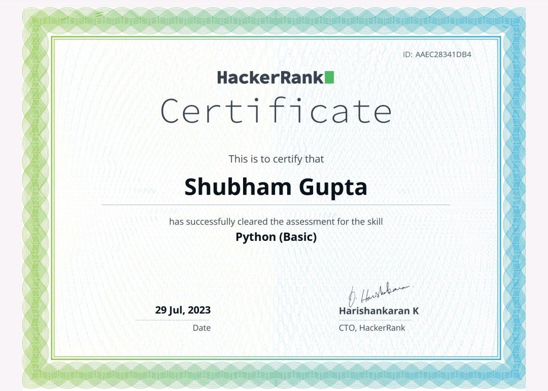 Shubham Gupta on LinkedIn: #python #hackerrank #coding Shubham Gupta on LinkedIn: #python #hackerrank #coding