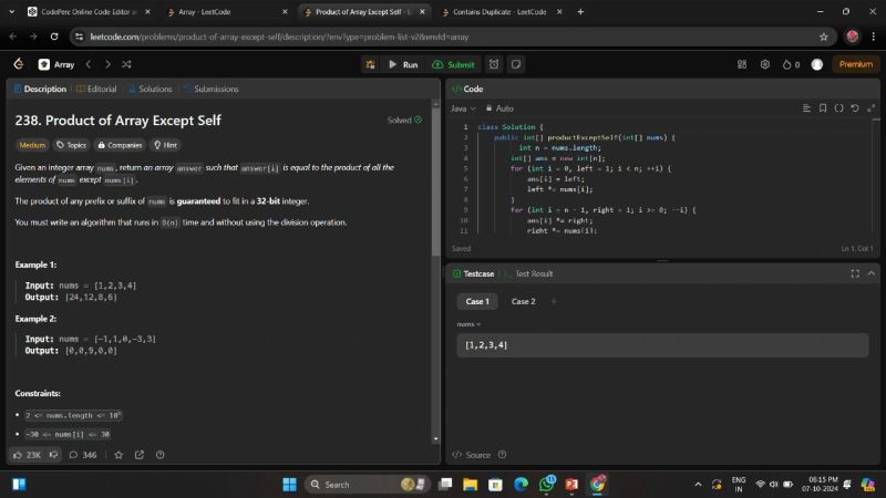 ABINAYA M A on LinkedIn: 🚀 Problem Solved: Product of Array Except Self ... ABINAYA M A on LinkedIn: 🚀 Problem Solved: Product of Array Except Self ...