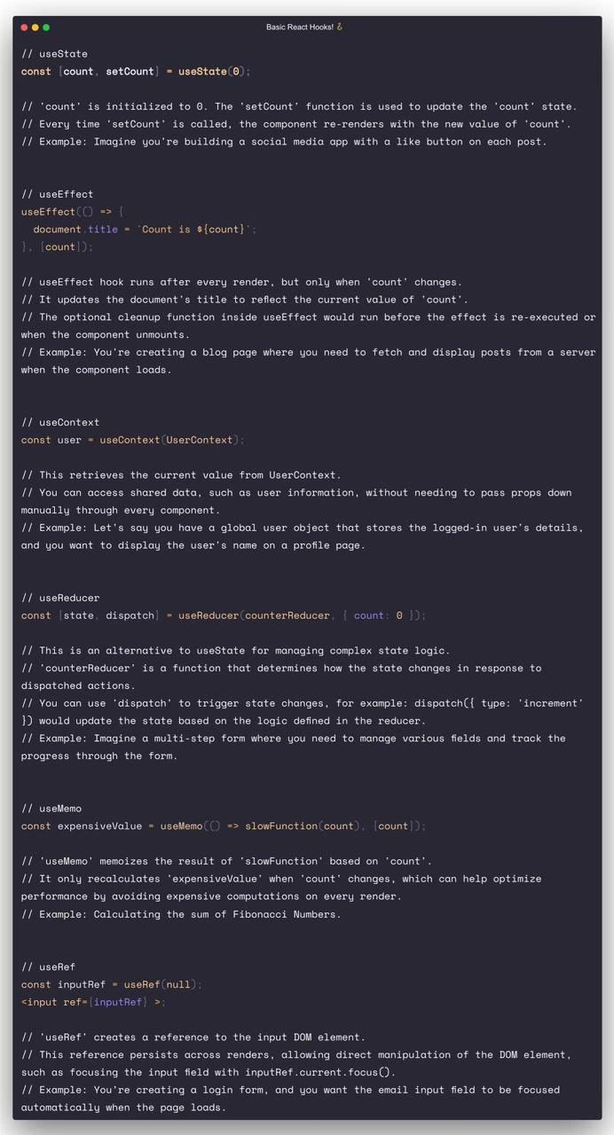Mojesh Vutla on LinkedIn: Basic React Hooks with explanation Mojesh Vutla on LinkedIn: Basic React Hooks with explanation
