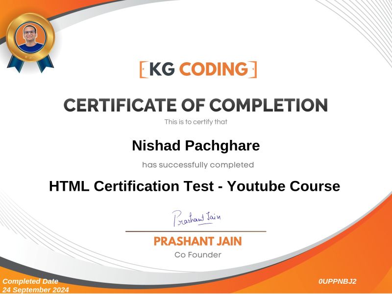 Nishad Pachghare on LinkedIn: #coding #html #css #kgcoding #certificate ... Nishad Pachghare on LinkedIn: #coding #html #css #kgcoding #certificate ...
