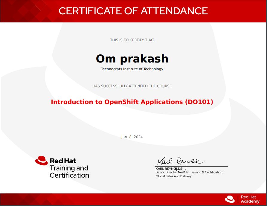 Om Prakash Pandit on LinkedIn: #openshift #redhat #certificationcomplete Om Prakash Pandit on LinkedIn: #openshift #redhat #certificationcomplete