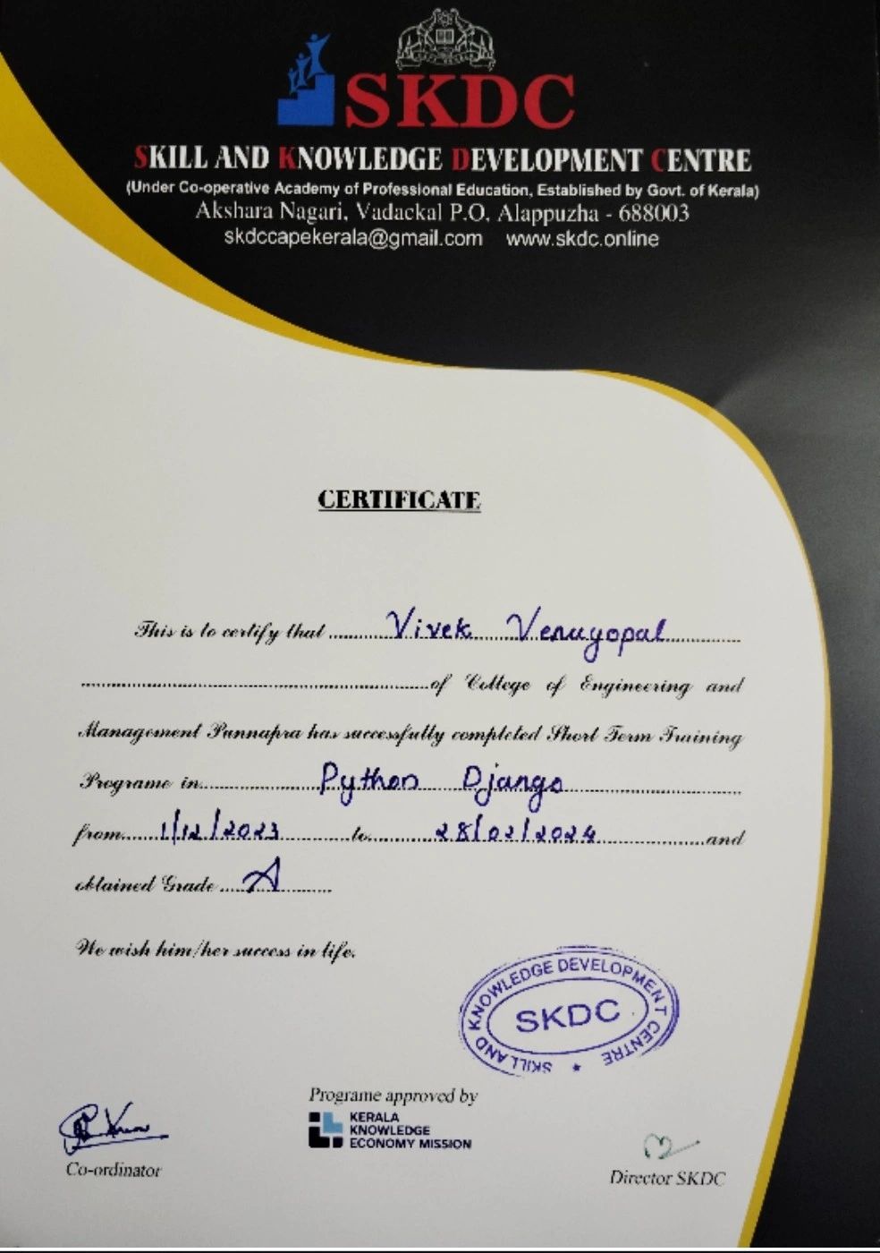 Vivek Venugopal on LinkedIn: #python #django #skdc #continuouslearning Vivek Venugopal on LinkedIn: #python #django #skdc #continuouslearning