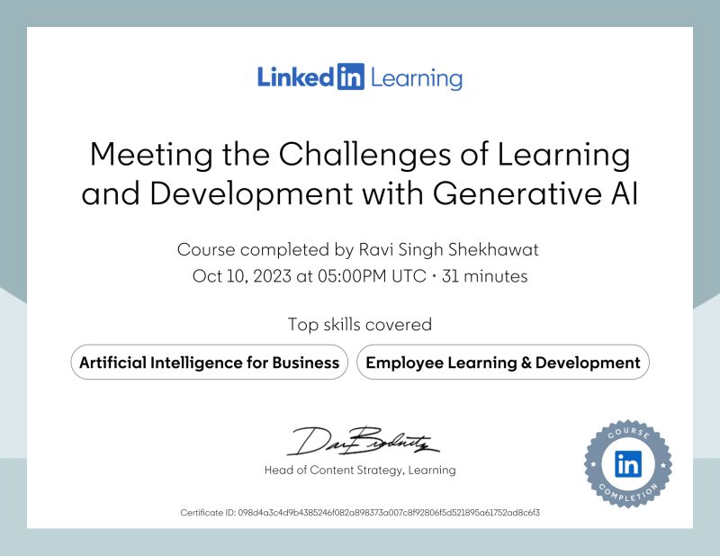 Course on Learning and Development with Generative AI by Dr. Horton ... Course on Learning and Development with Generative AI by Dr. Horton ...