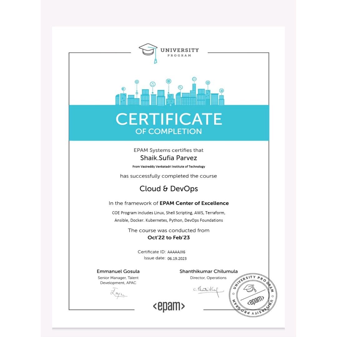 Sufia Parvez Shaik on LinkedIn: #devops #cloud #cloudcomputing #epam Sufia Parvez Shaik on LinkedIn: #devops #cloud #cloudcomputing #epam