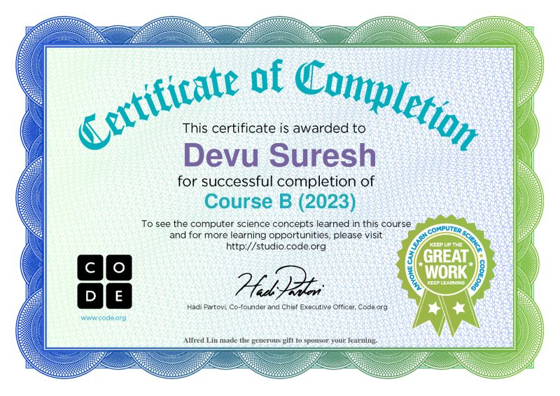Devu Suresh on LinkedIn: #codeorg #codingcertification #professionalgrowth Devu Suresh on LinkedIn: #codeorg #codingcertification #professionalgrowth